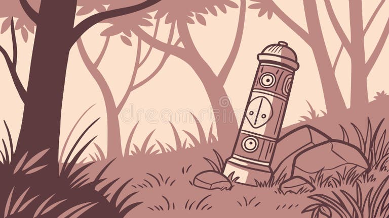 Stylized Totem Pole or Ancient Artifact in Forest, Vector Design ...