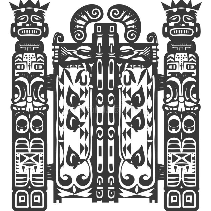 Stylized Totem Pole: Aboriginal Art Inspired Design Stock Vector ...