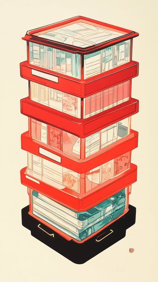 A Stylized Tower Made of Transparent Storage Containers, Showcasing ...