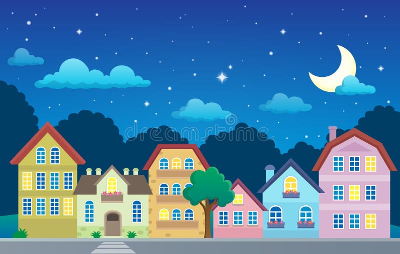 Night Sky with Stylized Clouds Theme 1 Stock Vector - Illustration of ...