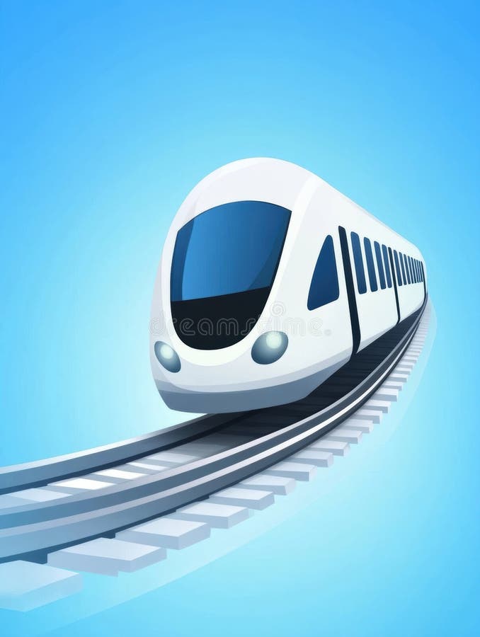 A Stylized Train Design Glides Effortlessly Along a Smooth Rail Line ...