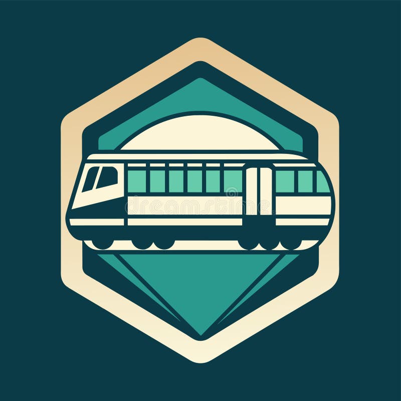 A Stylized Train Symbol in a Hexagonal Frame, Representing Public ...
