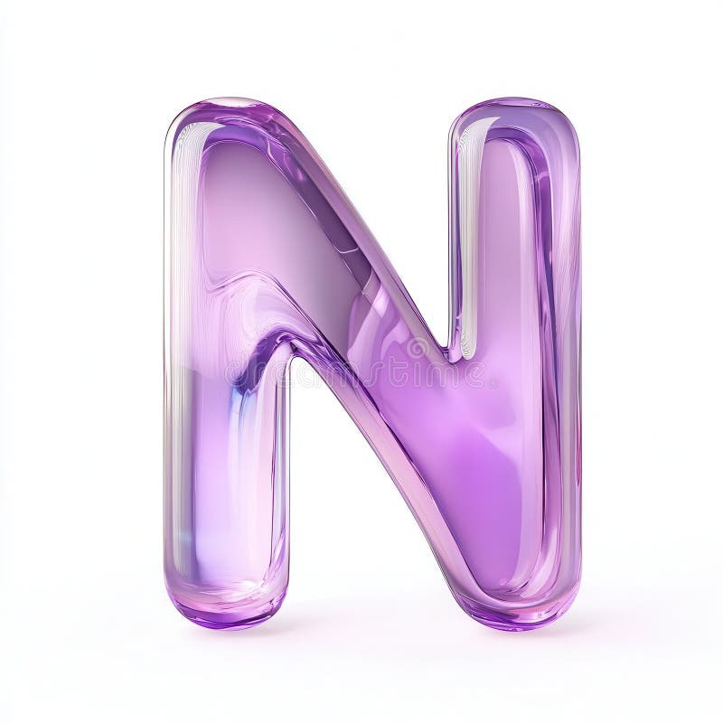 A Stylized, Translucent Purple Letter "N" with a Glossy Finish ...