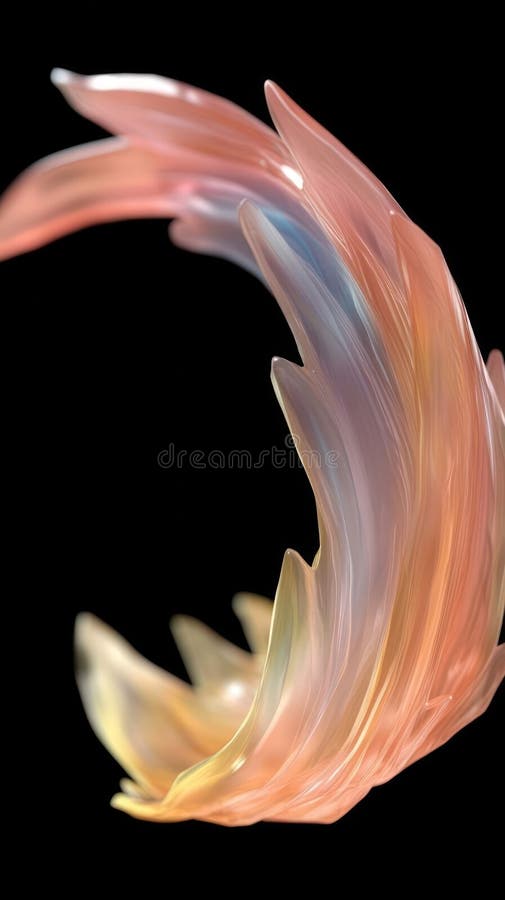 A Stylized, Translucent Wave-like Structure with Flowing Colors and ...
