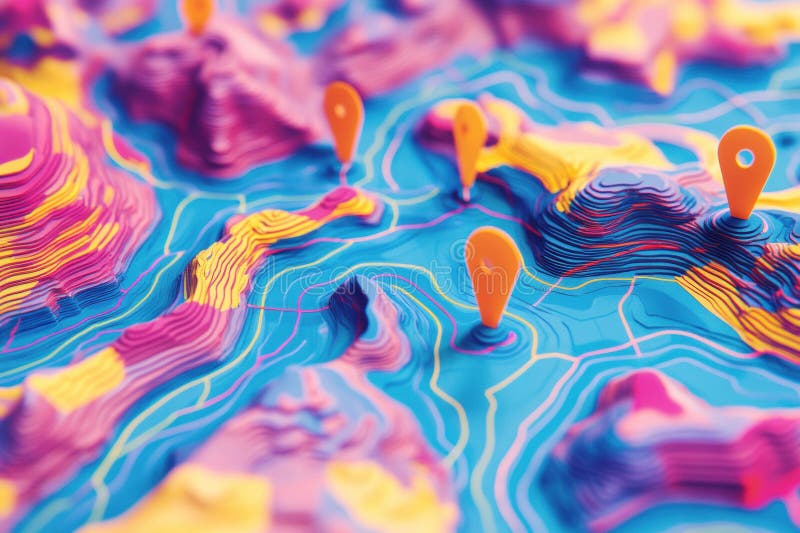 Colorful Travel Map Showcasing Vibrant Pins Marking Exciting ...