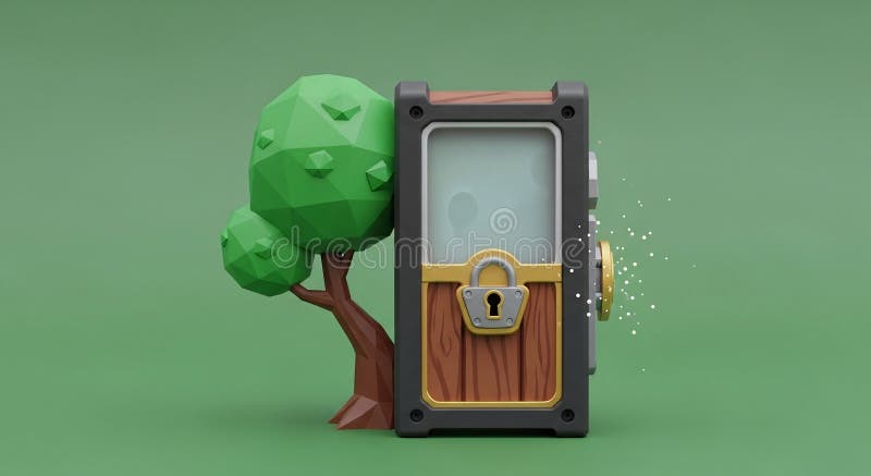 Stylized Treasure Chest with Tree Stock Illustration - Illustration of ...