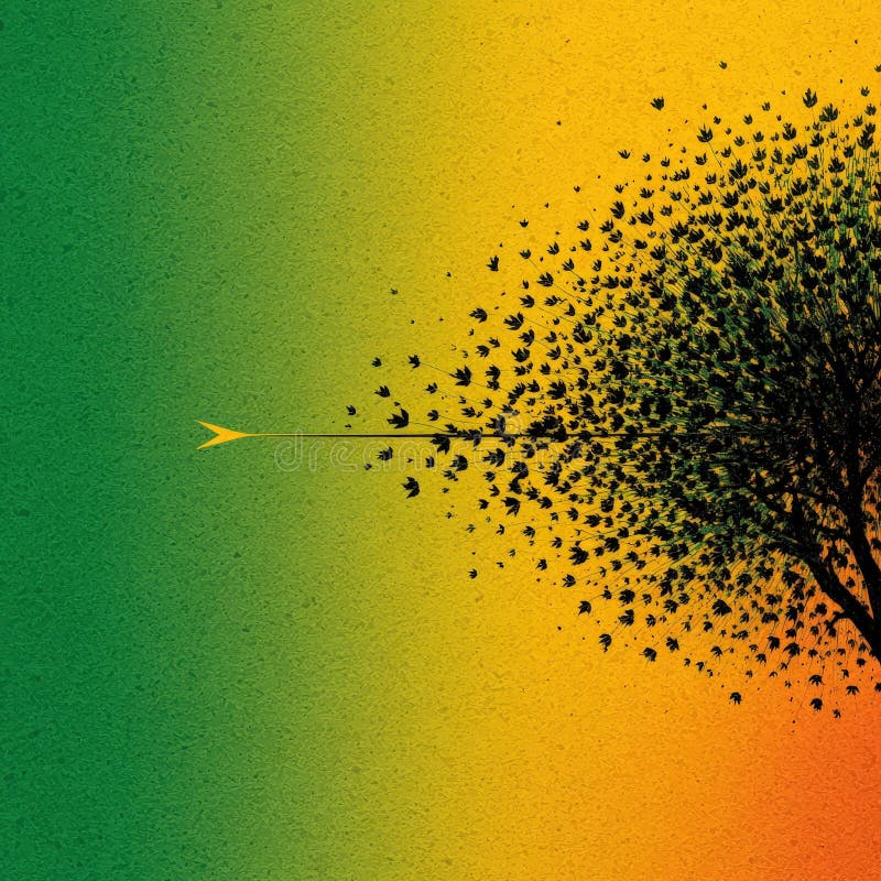 Stylized Tree with Arrow on Gradient Stock Illustration - Illustration ...