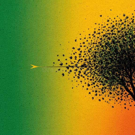 Stylized Tree with Arrow on Gradient Stock Illustration - Illustration ...