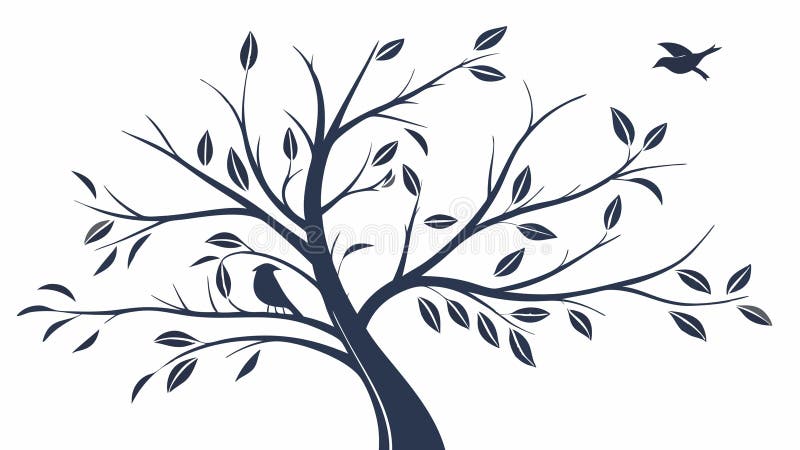 Stylized Tree with Birds, Nature and Growth, Vector Design Generative ...