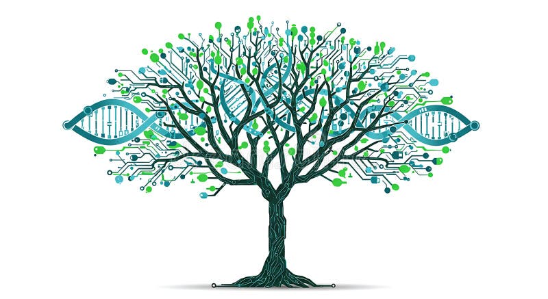 A Stylized Tree Blends Digital and Biological Themes, with Circuit-like ...