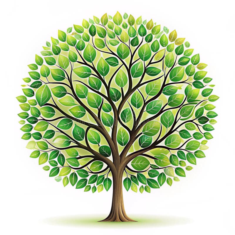 Geometric Abstract Tree with Circular Leaves Stock Illustration ...