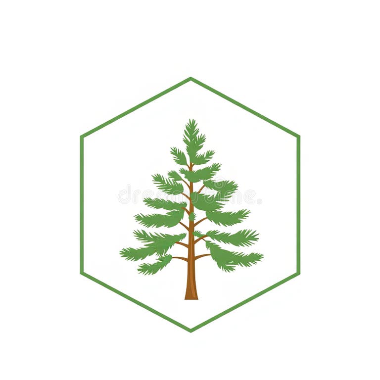 Stylized Tree Concept in Hexagon Outline Stock Illustration ...