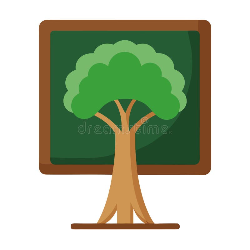 Stylized Tree in Frame: Nature, Illustration, Environmental Concept ...