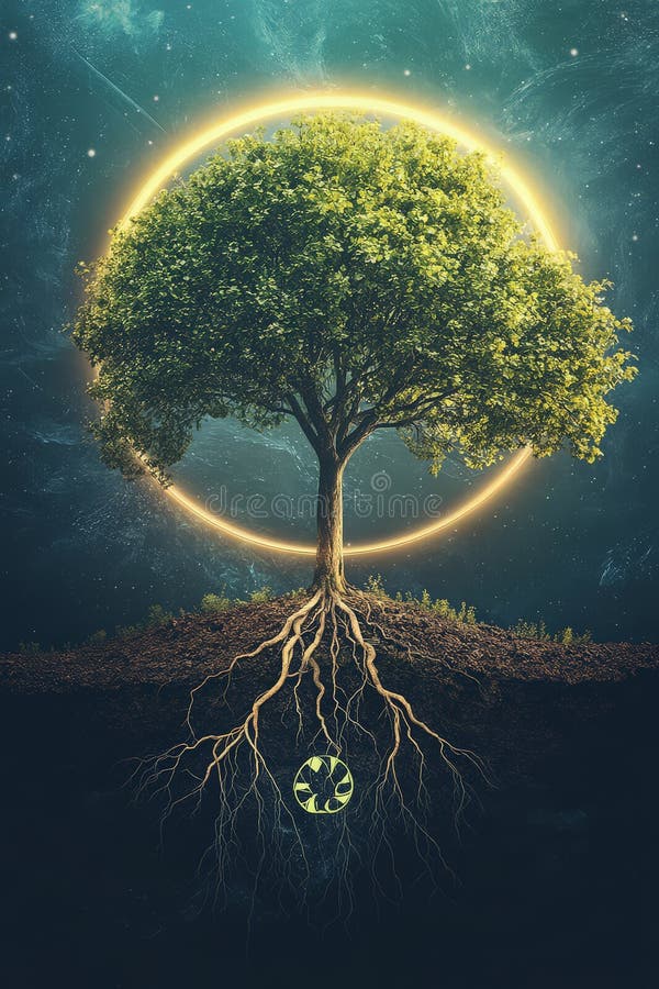 Roots of Sustainability stock illustration. Illustration of inspiration ...