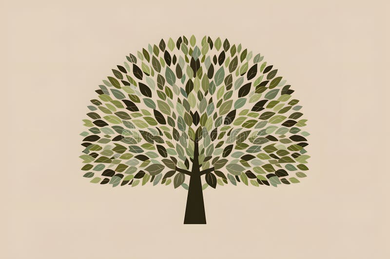 Stylized Tree with Green Leaves Stock Vector - Illustration of ecology ...