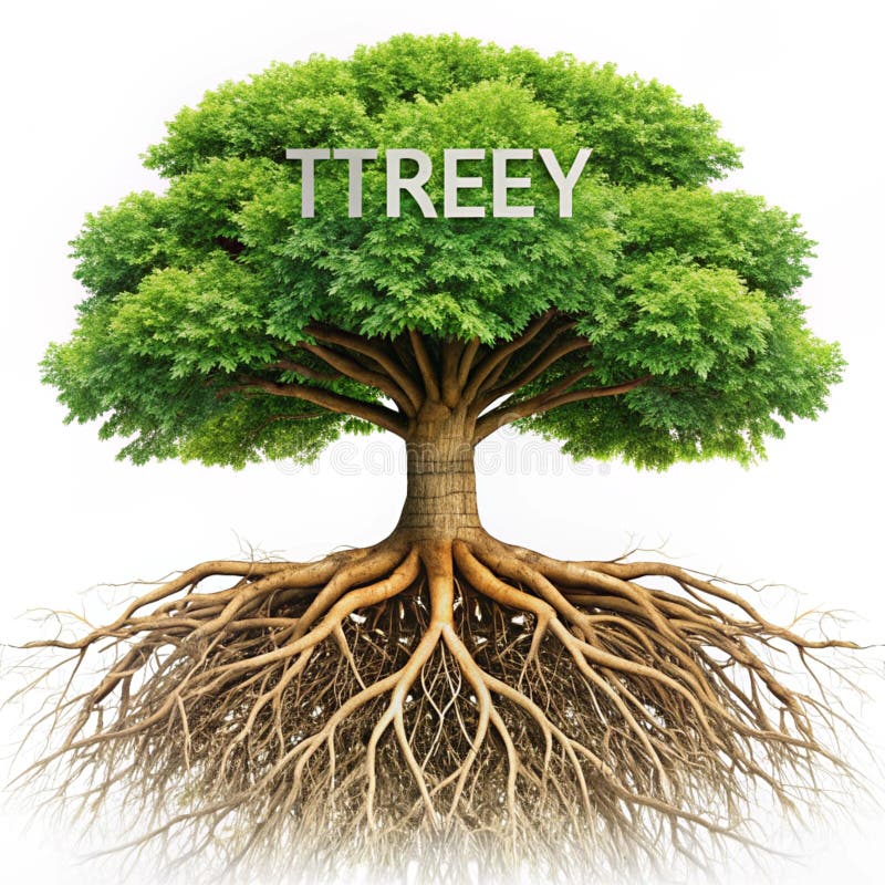 Abstract Tree with Roots stock illustration. Illustration of stability ...