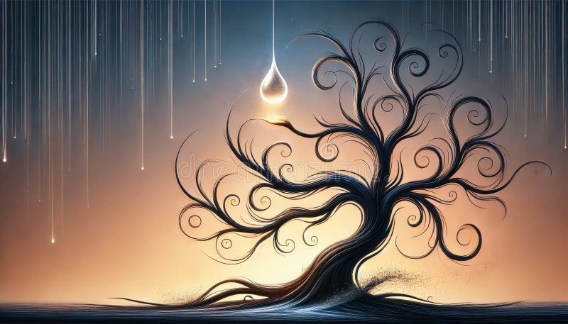 A Stylized Tree with Expressive Branches Reaching Upwards To Catch a ...