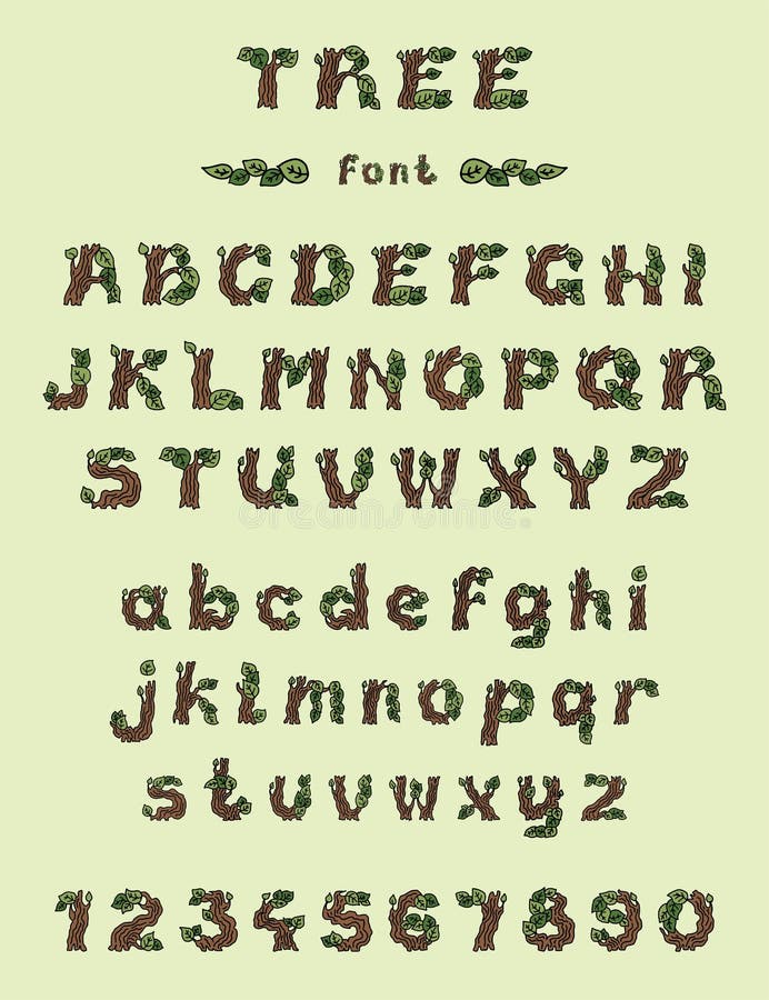 Tree font 4 stock vector. Illustration of primary, book - 199173252
