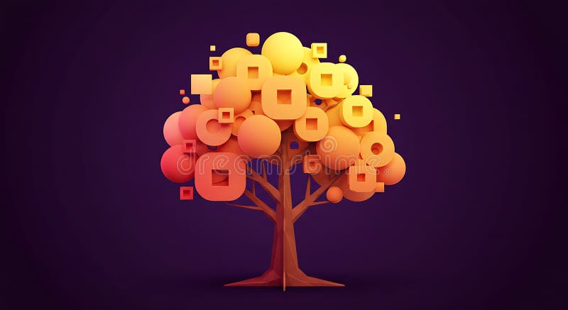 Stylized Tree with a Geometric Design, Featuring a Trunk and Branches ...