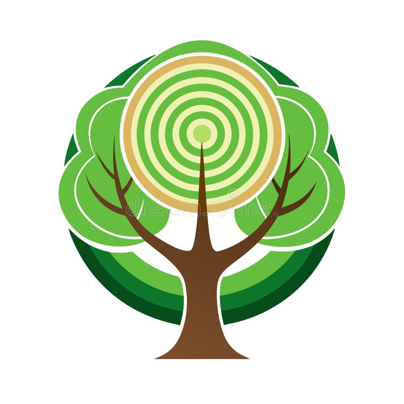 Stylized Tree Graphic with Concentric Rings Represents Growth, Nature ...
