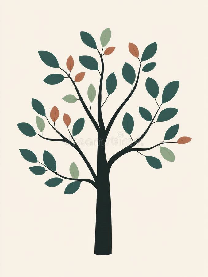 Stylized Tree Icon Showcasing Branches with Various Green and Colored ...