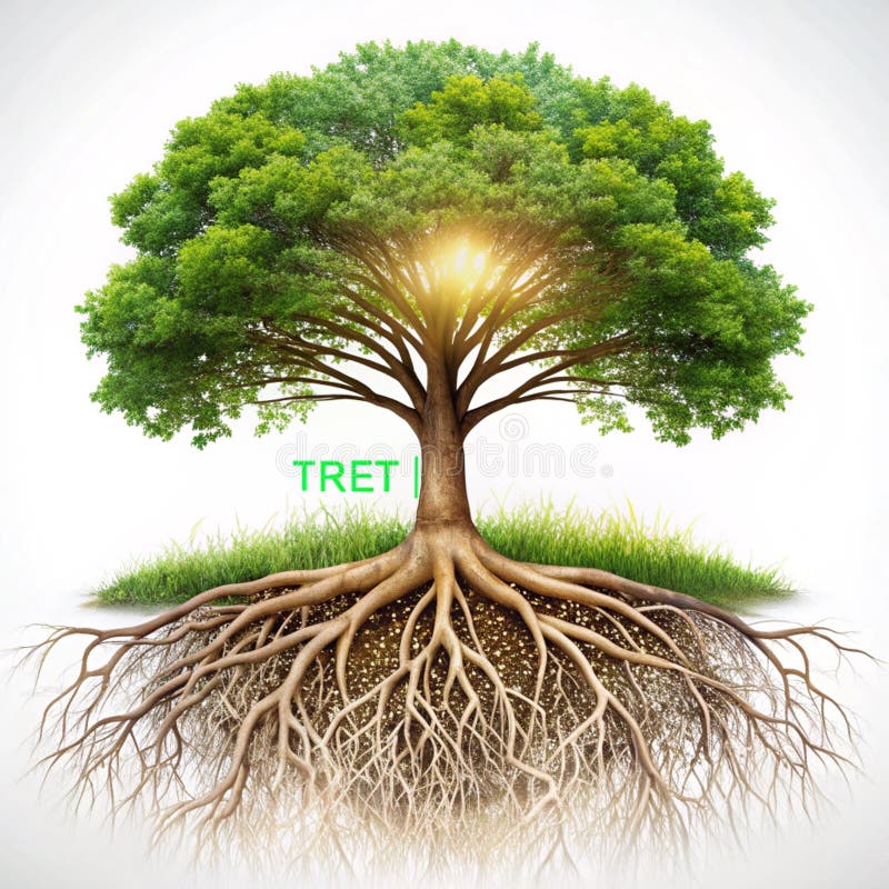 Abstract Tree and Roots stock illustration. Illustration of organic ...