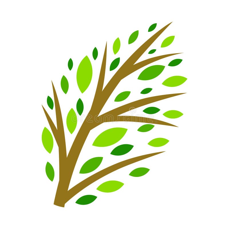 Stylized Tree with Leaves. Illustration or Concept for Emblem and ...