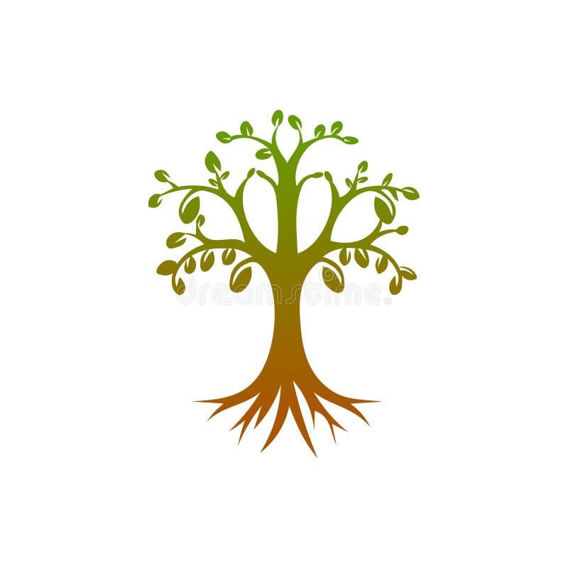 Stylized Tree of Life Vector with Roots and Leaves Stock Vector ...