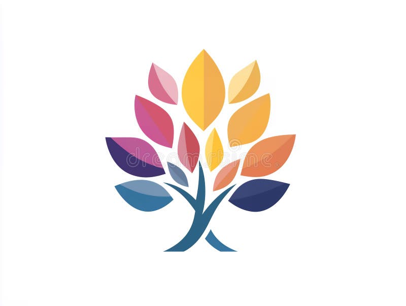 Vibrant Tree Logo with Colorful Leaves, Gradient Tree Design with ...