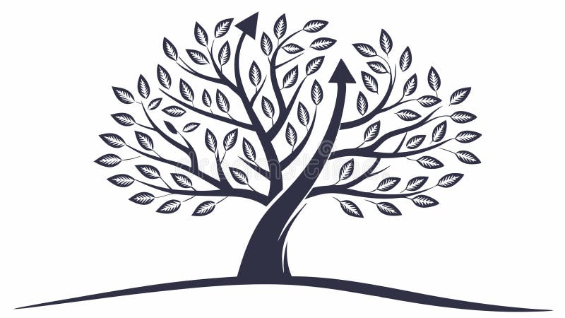 Stylized Tree with Lush Foliage and Strong Roots, Growth Theme, Vector ...