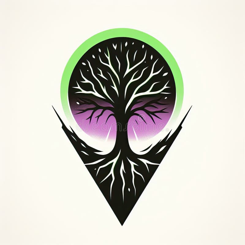 Stylized Tree within Magical Color Circle Stock Illustration ...