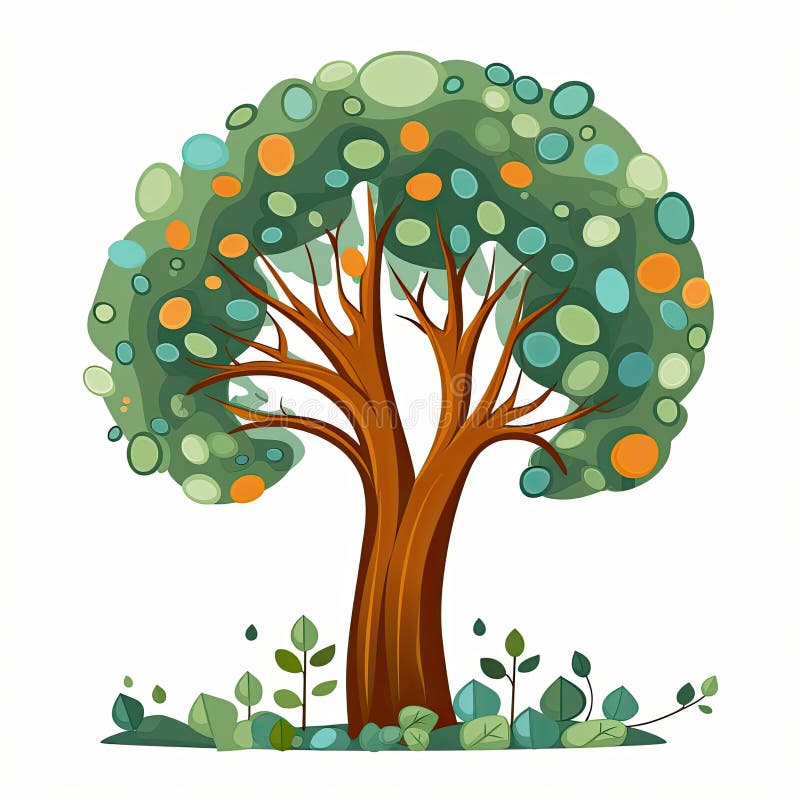 Stylized Tree with Overlapping Circles in Vibrant Hues Stock ...