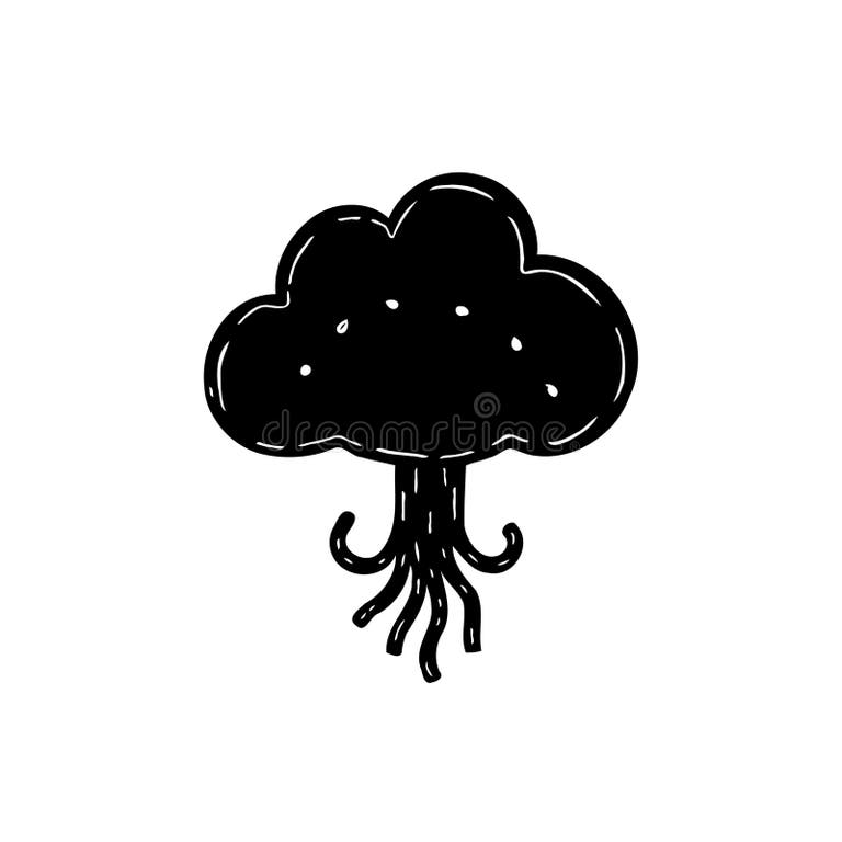 Stylized Tree Representation in Monochrome with Distinctive Root ...