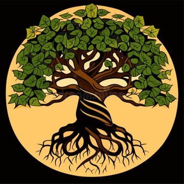 Stylized tree with roots stock illustration. Illustration of locket ...