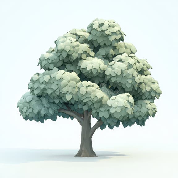 A Stylized Tree with a Rounded Canopy, Designed for Graphic or 3D ...
