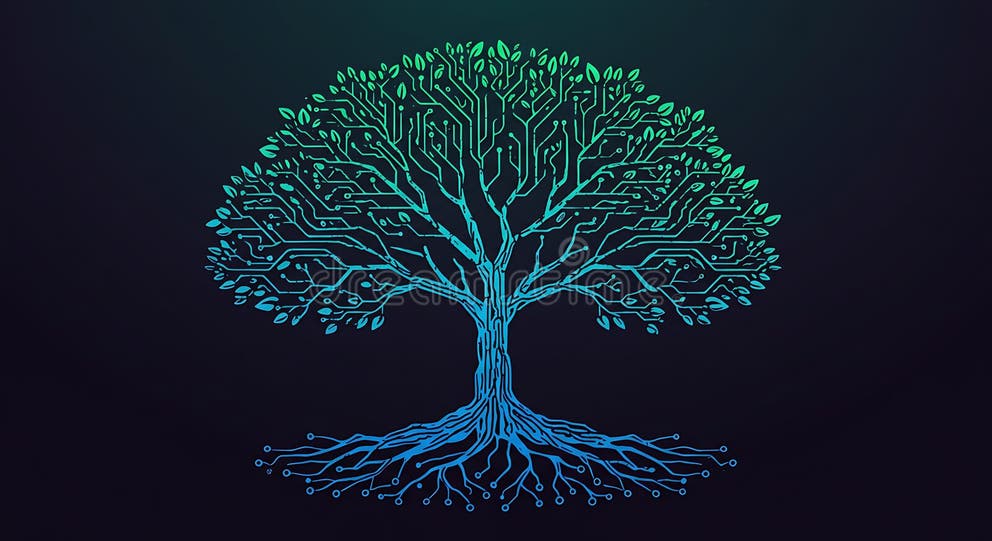 Stylized Tree Shaped Like a Circuit Board, Merging Nature with ...