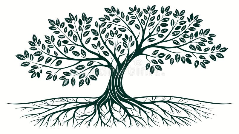 Stylized Tree with Strong Roots Nature Illustration Generative AI Stock ...
