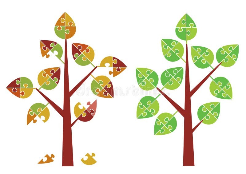 Puzzle Trees Spring Autumn. Stock Vector - Illustration of environment ...
