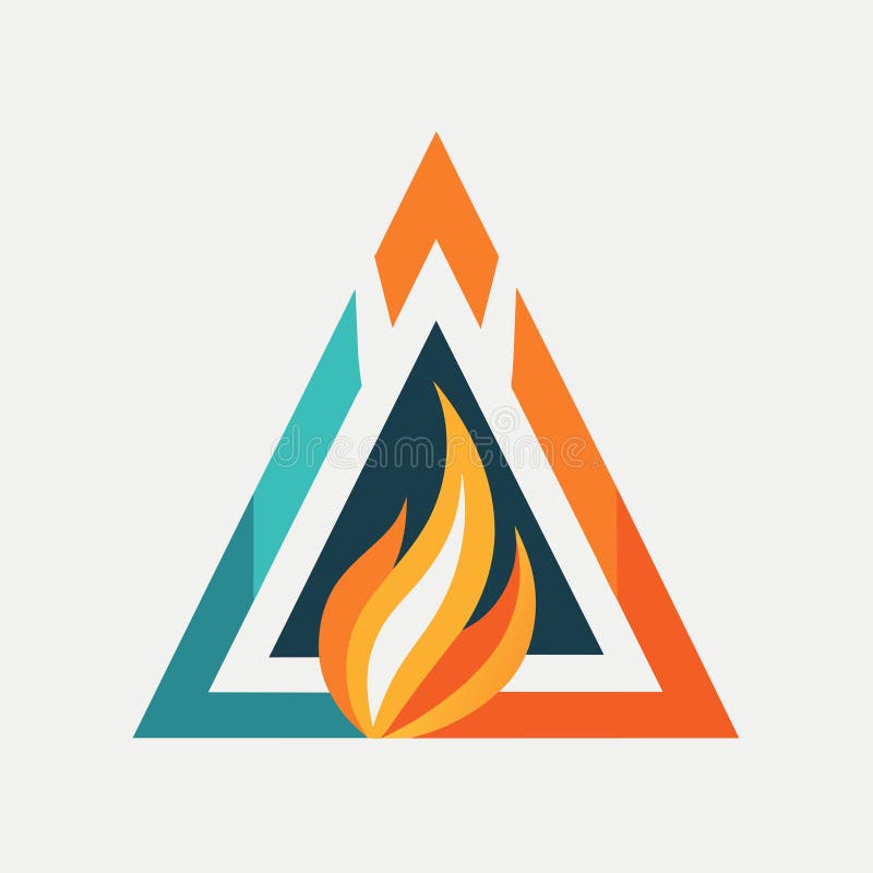 A Stylized Triangle Shape with a Fiery Design Inside, Representing ...