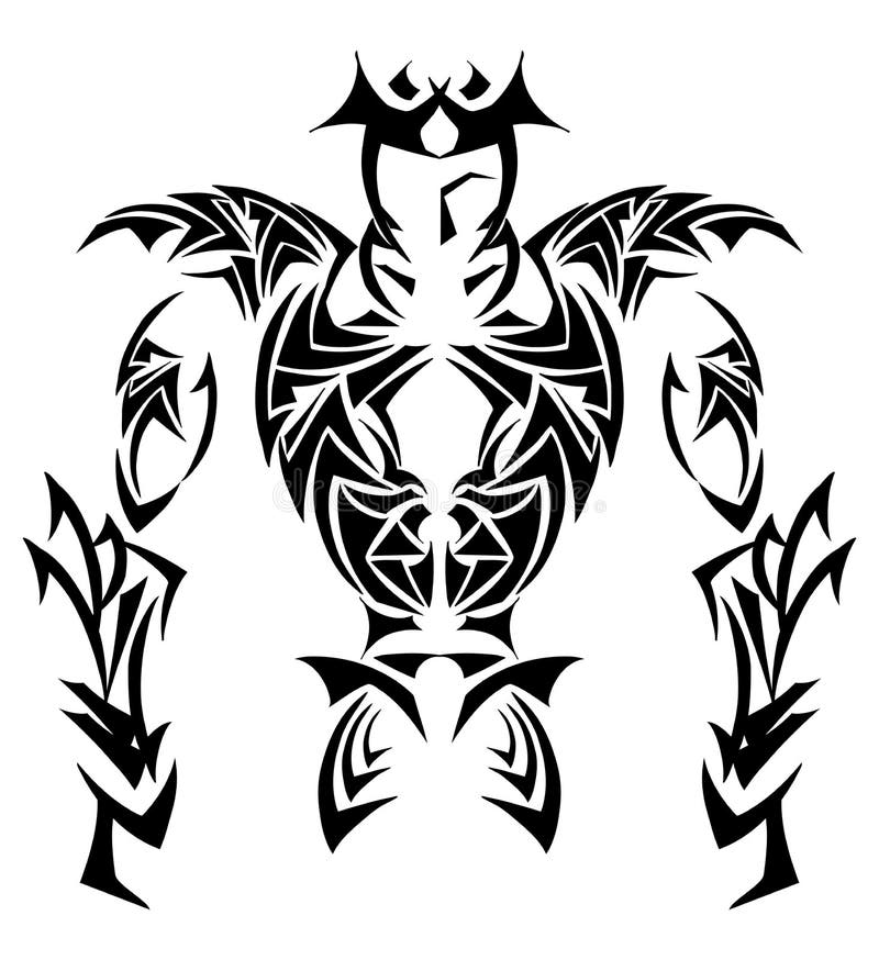 Stylized Tribal Knight in Black and White Isolated Stock Illustration ...