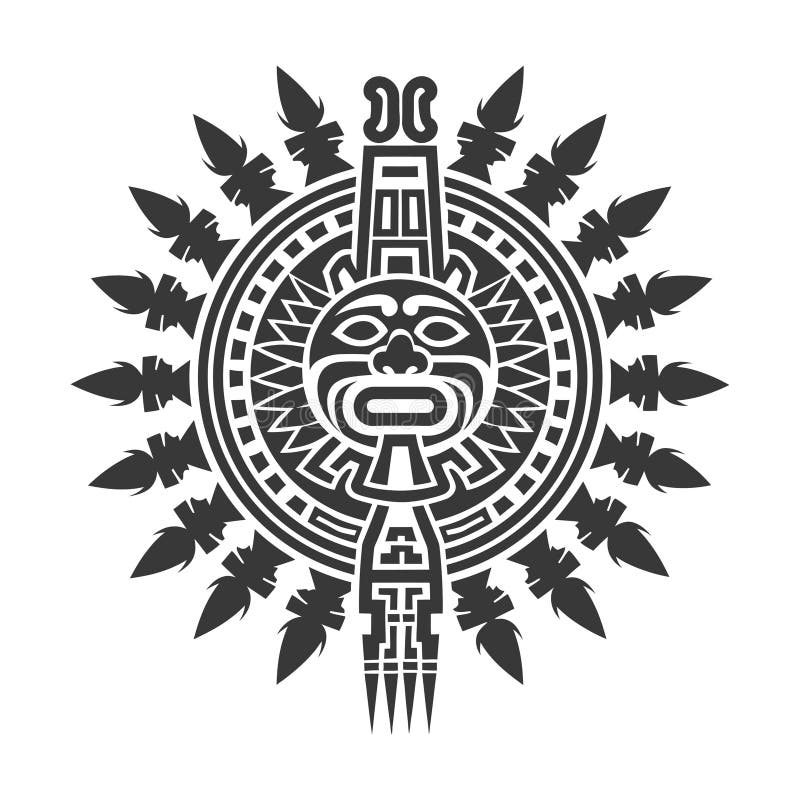 Stunning Aztec Sun God Mandala Design, Intricate Tribal Art Stock ...