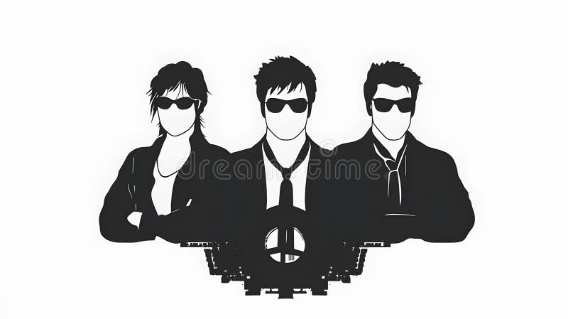 Stylized Trio in Shades and Formal Wear Stock Illustration ...