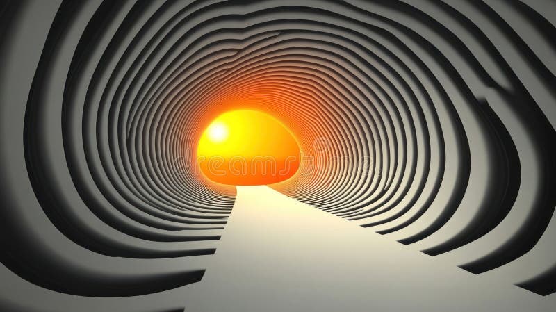 A Stylized Tunnel Leading To a Glowing Sun-like Shape, Creating a ...