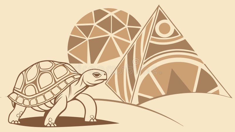 Stylized Turtle with Geometric Pyramid Shapes, Vector Design Generative ...