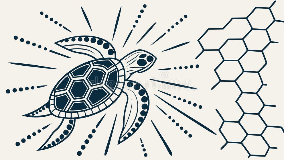 Stylized Turtle with Hexagons, Vector Design Generative AI Stock Vector ...