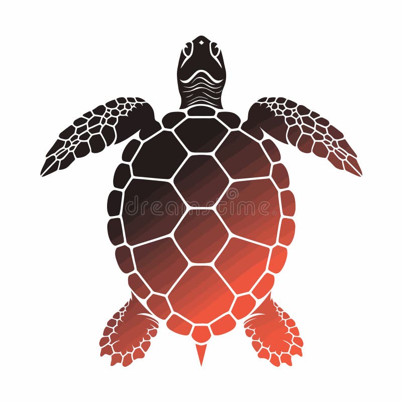 A Stylized Turtle Silhouette with a Gradient Effect of Black To Red ...