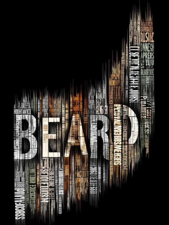 Typography Design Shaped As a Beard Showcasing Various Text Elements in ...