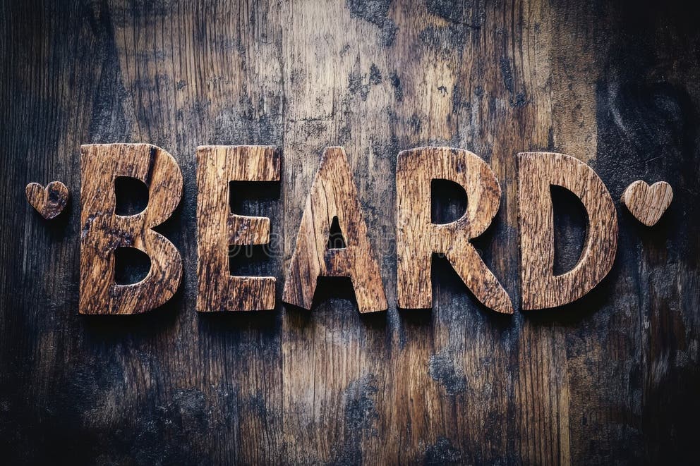Stylized Typography Design Forming the Shape of a Beard Using Wood ...