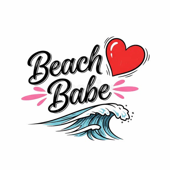 Stylized Typography Featuring the Phrase Beach Babe in Bold Black Script Stock Illustration ...