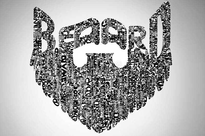 Stylized Typography Forming the Shape of a Beard with Creative Black ...
